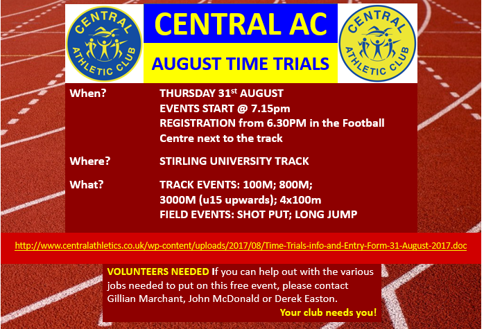August Time Trial – Stirling Uni, 31st August | Central Athletic Club